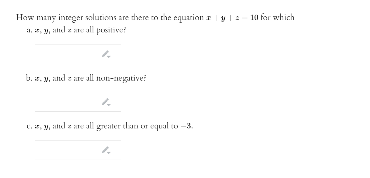 Solved How many integer solutions are there to the equation | Chegg.com
