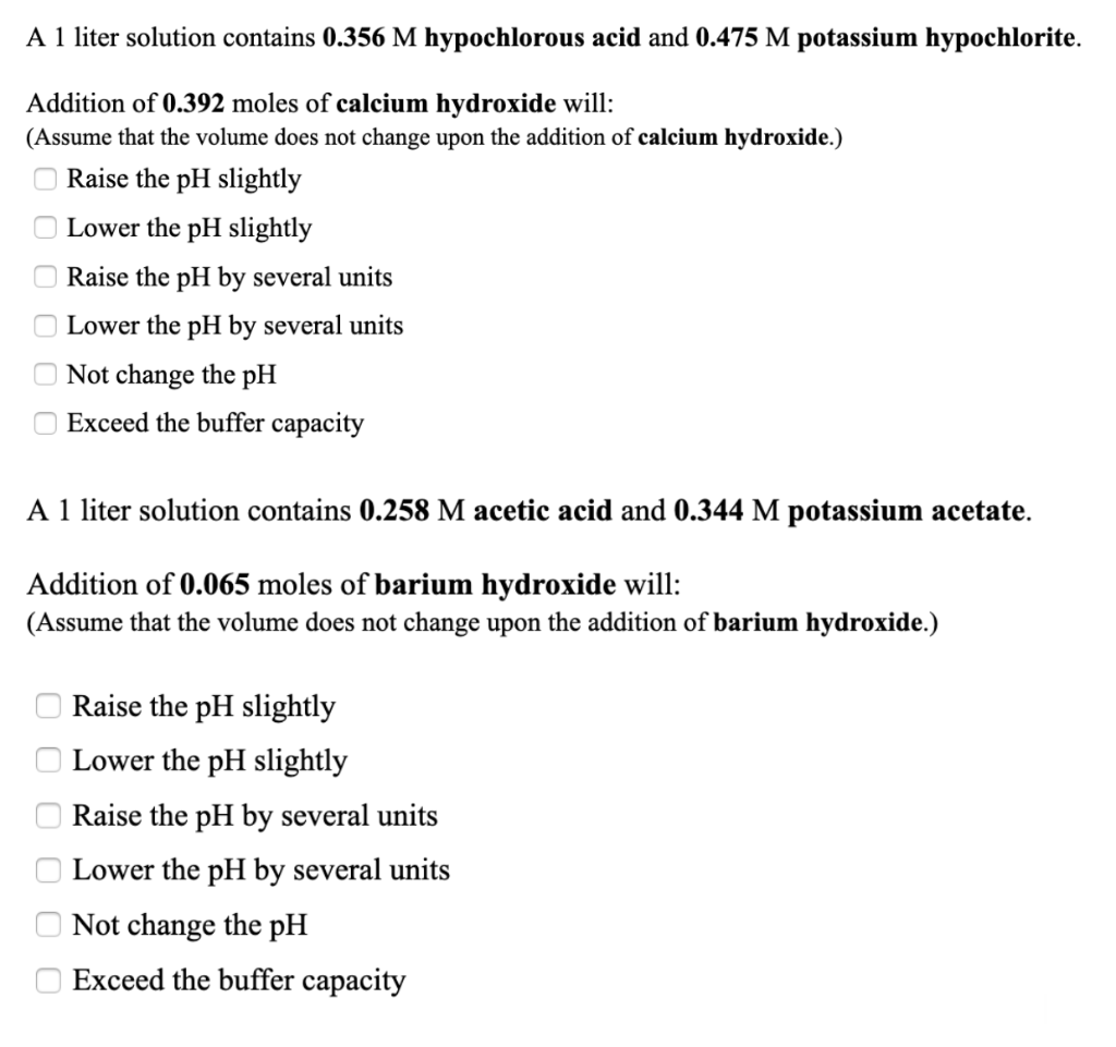 Solved A 1 liter solution contains 0.356 M hypochlorous acid | Chegg.com