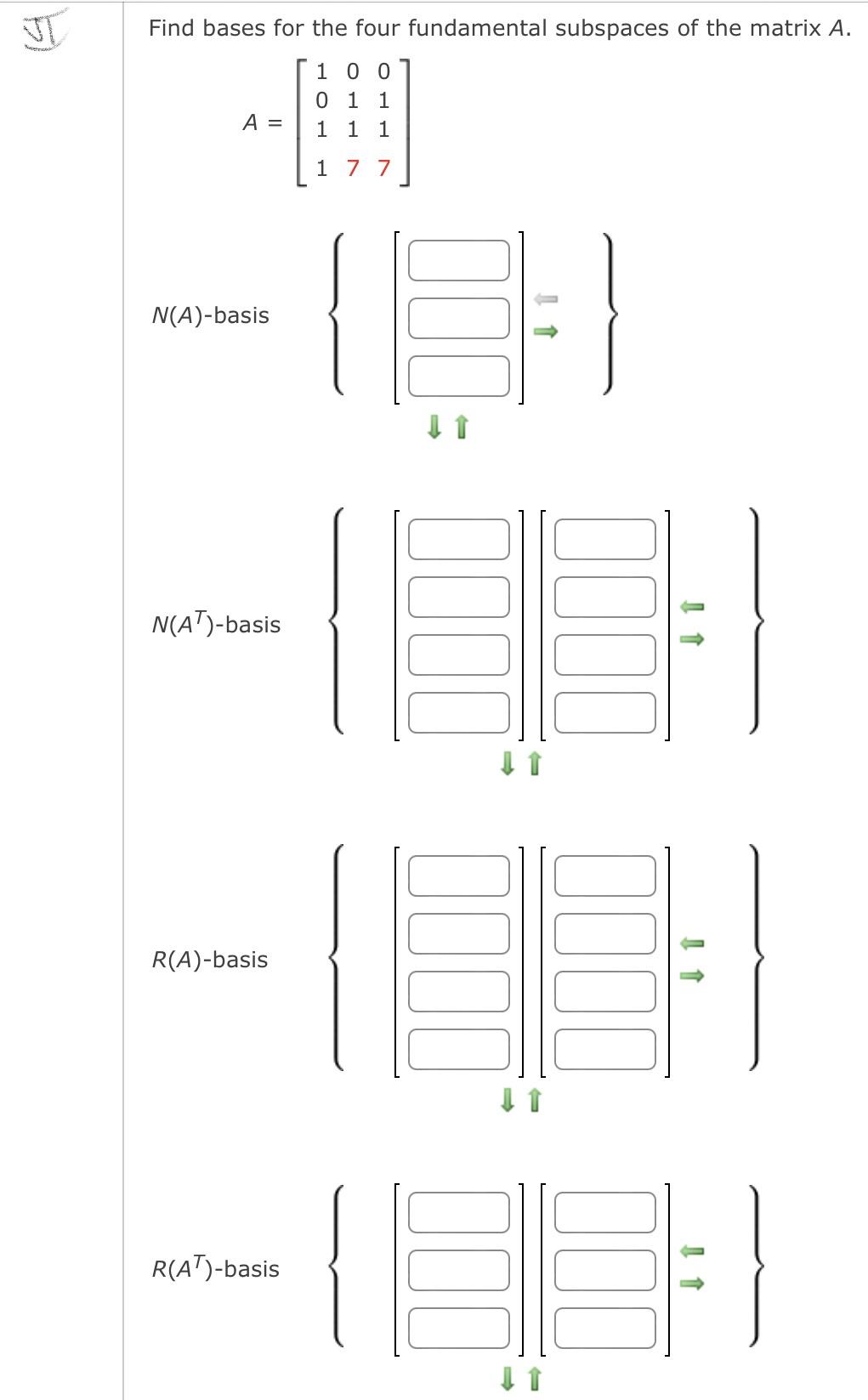 Solved Find bases for the four fundamental subspaces of the | Chegg.com