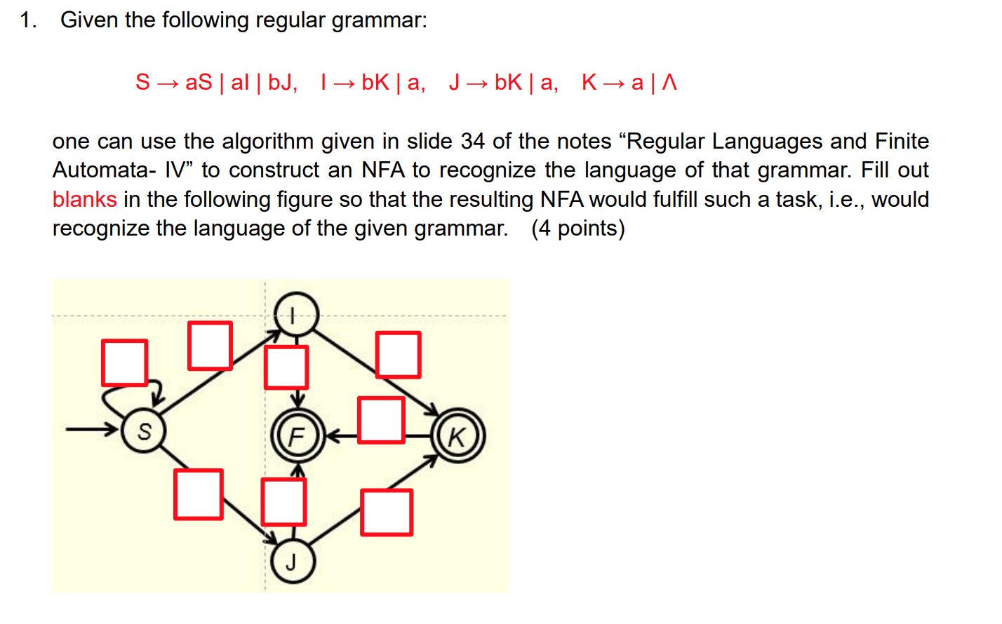 Solved 1. Given the following regular grammar: | Chegg.com