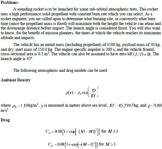 Problems: A sounding rocket is to be launched for | Chegg.com