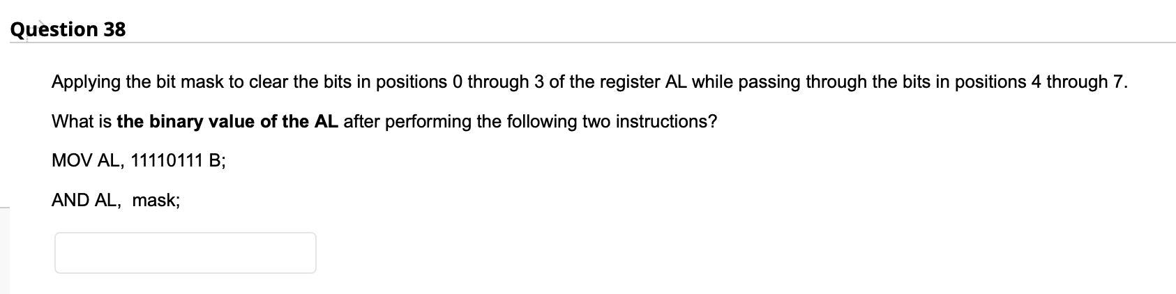 Solved Applying the bit mask to clear the bits in positions | Chegg.com