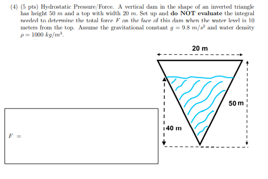 Solved (4) (5 pts) Hydrostatic Pressure/Force. A vertical | Chegg.com