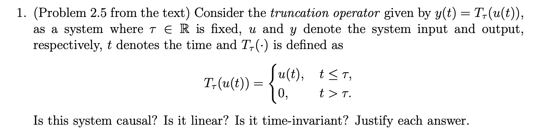 Solved 1. (Problem 2.5 from the text) Consider the | Chegg.com