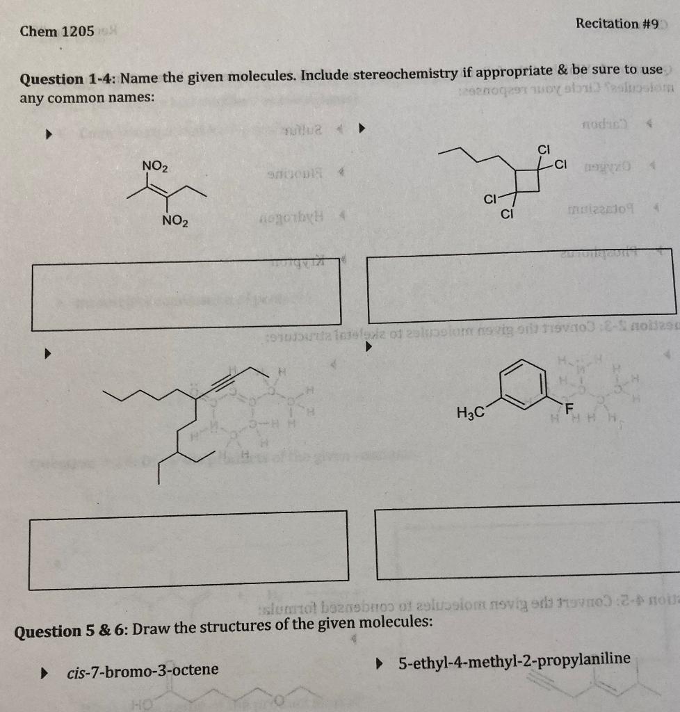 Solved Question 1-4: Name the given molecules. Include | Chegg.com