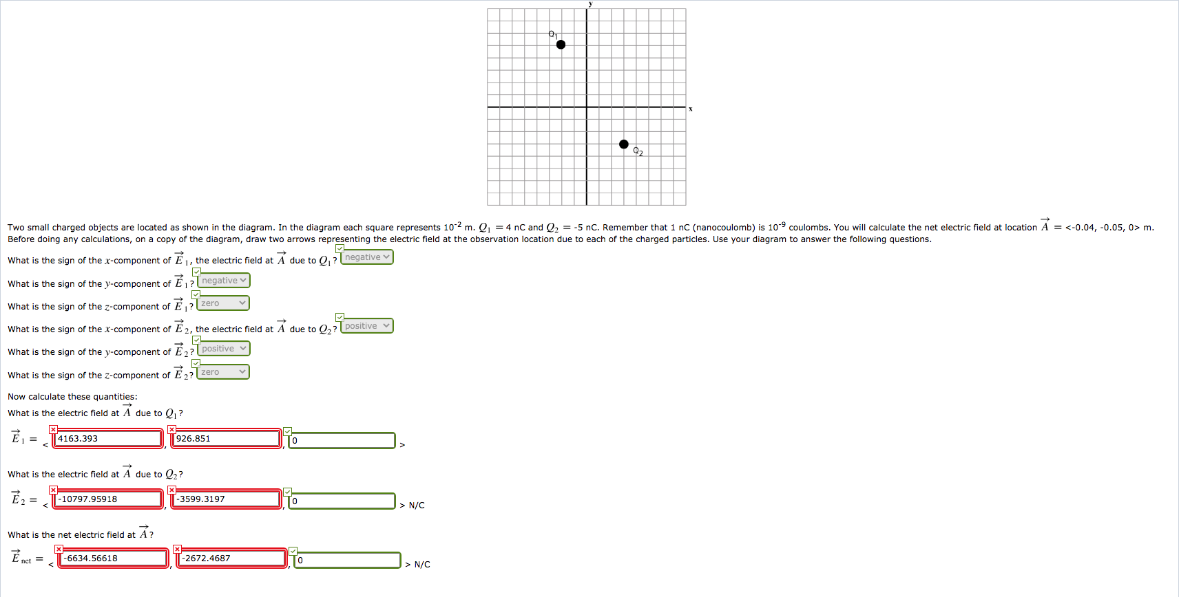 Solved 0, . Q2 Two small charged objects are located as | Chegg.com