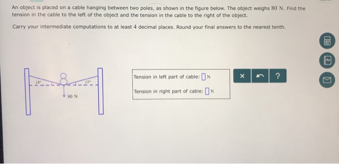 Solved An object is placed on a cable hanging between two | Chegg.com