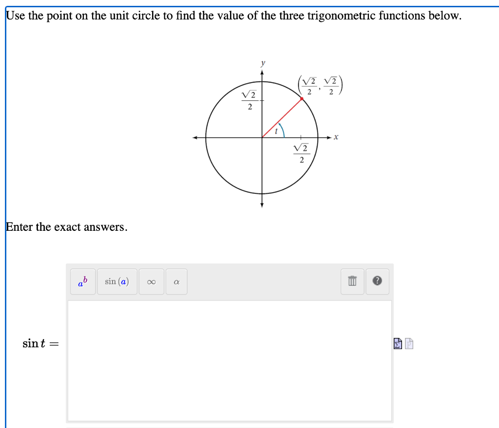 Solved Use the point on the unit circle to find the value of | Chegg.com