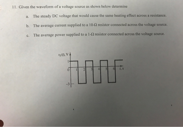 Solved 11. Given the waveform of a voltage source as shown | Chegg.com