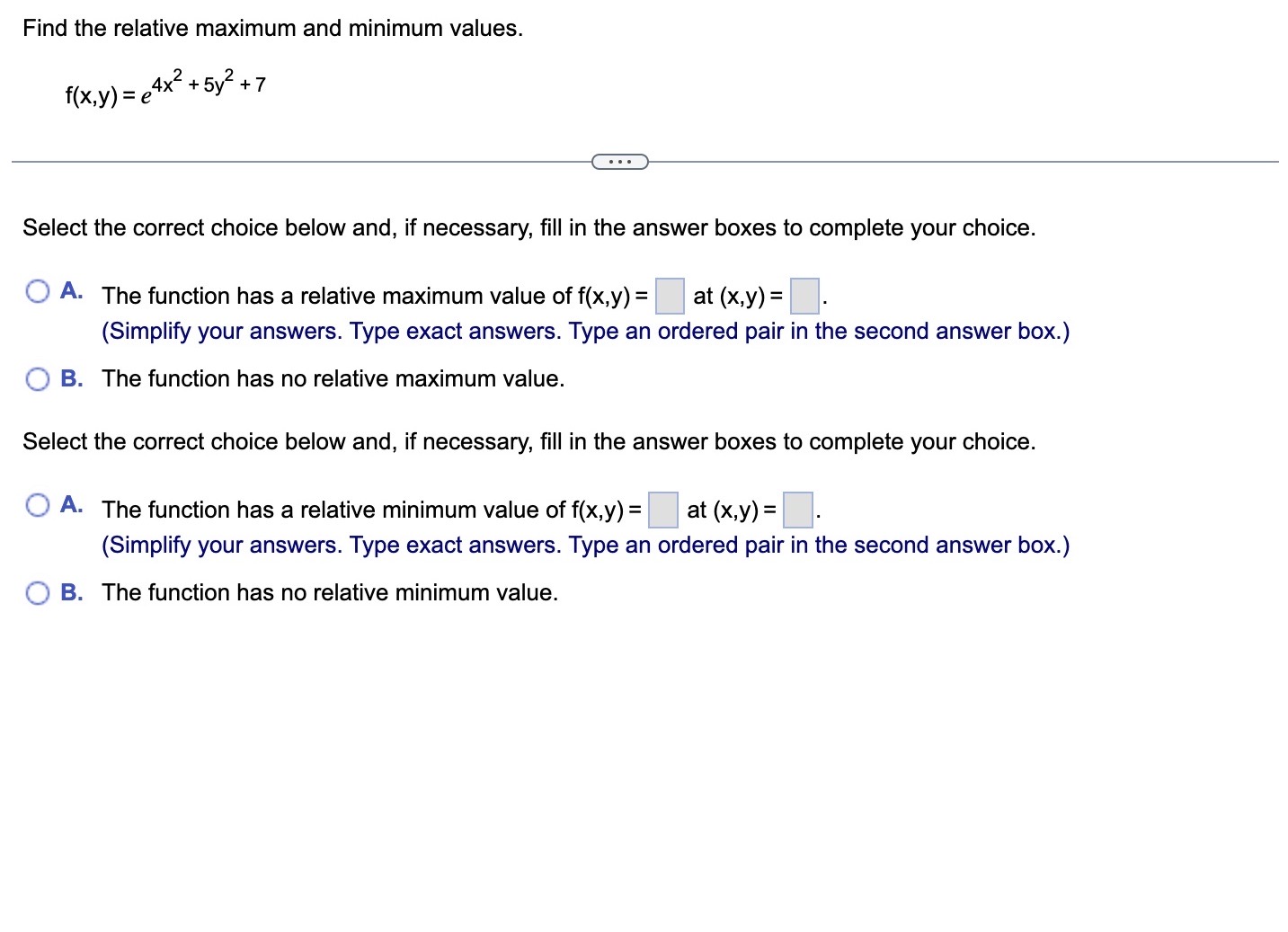 Solved Find the relative maximum and minimum values. | Chegg.com