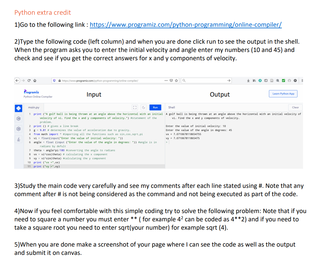 Solved Python extra credit 1)Go to the following link: | Chegg.com