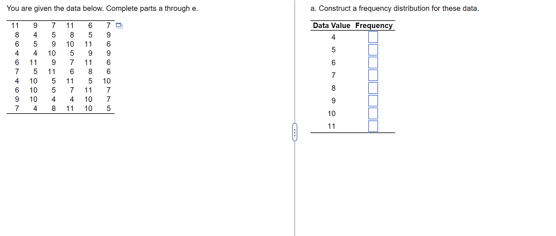 Solved You are given the data below. Complete parts a | Chegg.com