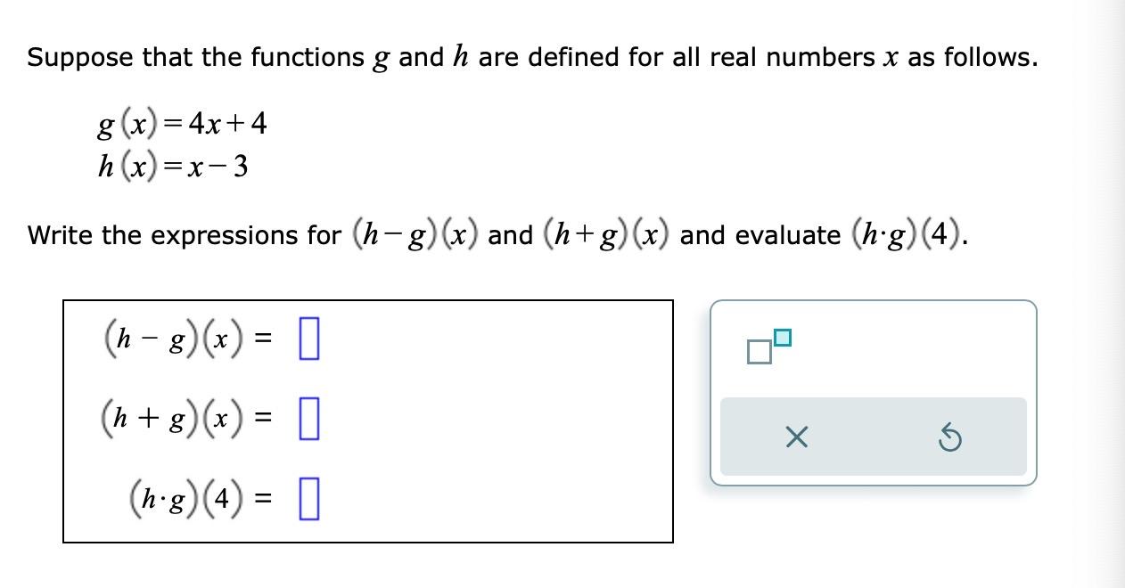 Solved Suppose that the functions g and h are defined for | Chegg.com