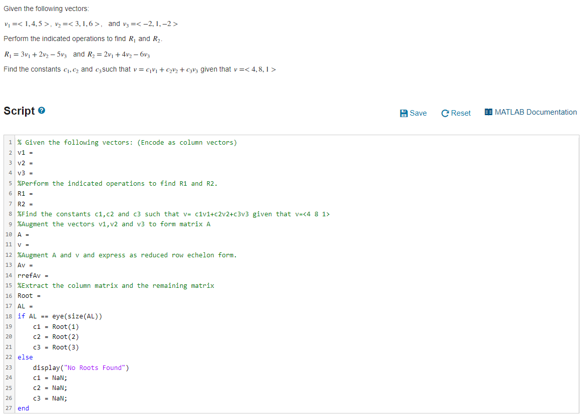 Solved Given The Following Vectors V V2