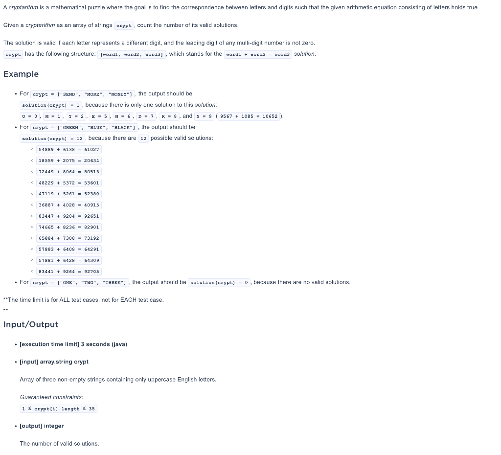 Solved A cryptarithm is a mathematical puzzle where the goal | Chegg.com