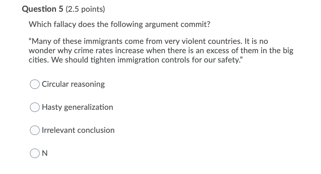 Solved Question 1 (2.5 points) Valid informal arguments use | Chegg.com