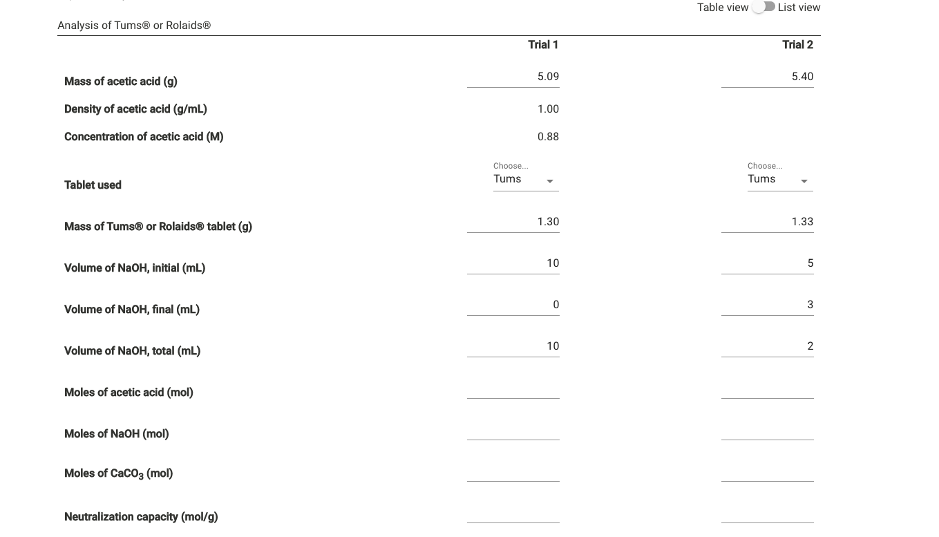 The entries for this section are displayed in a | Chegg.com