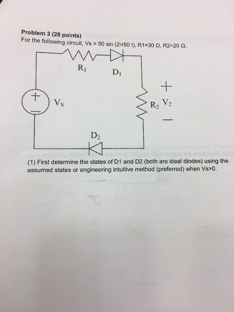 Solved Problem 3 (28 points) For the following circuit, Vs = | Chegg.com