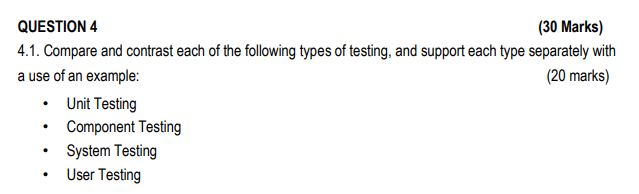 Solved QUESTION 4 (30 Marks) 4.1. Compare and contrast each | Chegg.com