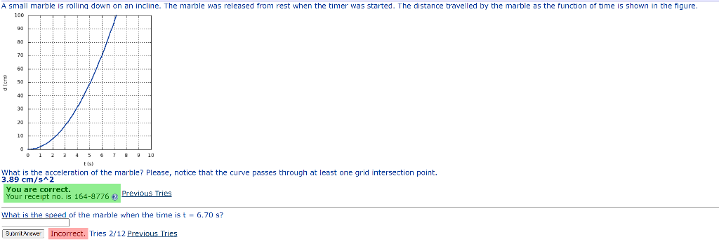 Solved What is the speed of the marble when the time is t = | Chegg.com