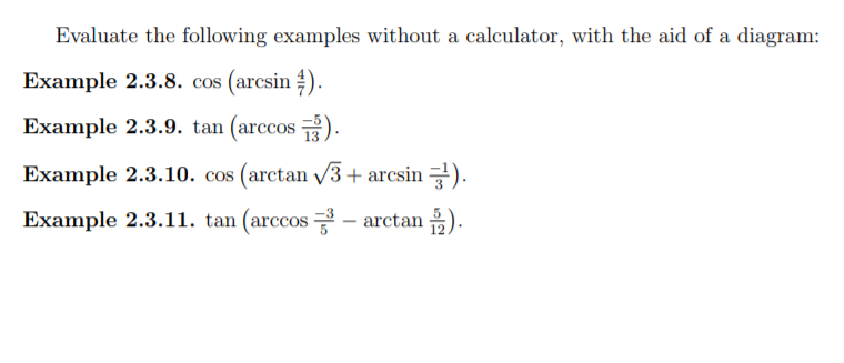 Solved Evaluate the following examples without a calculator, | Chegg.com