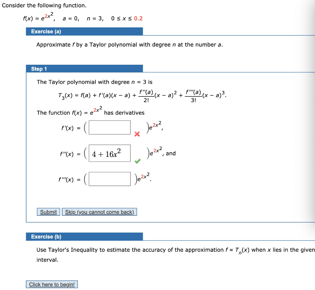 Solved Consider the following function. f(x) = e2x? n = 3, | Chegg.com