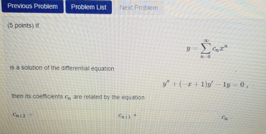 Solved Previous Problem Problem List Next Problem (5 points) | Chegg.com