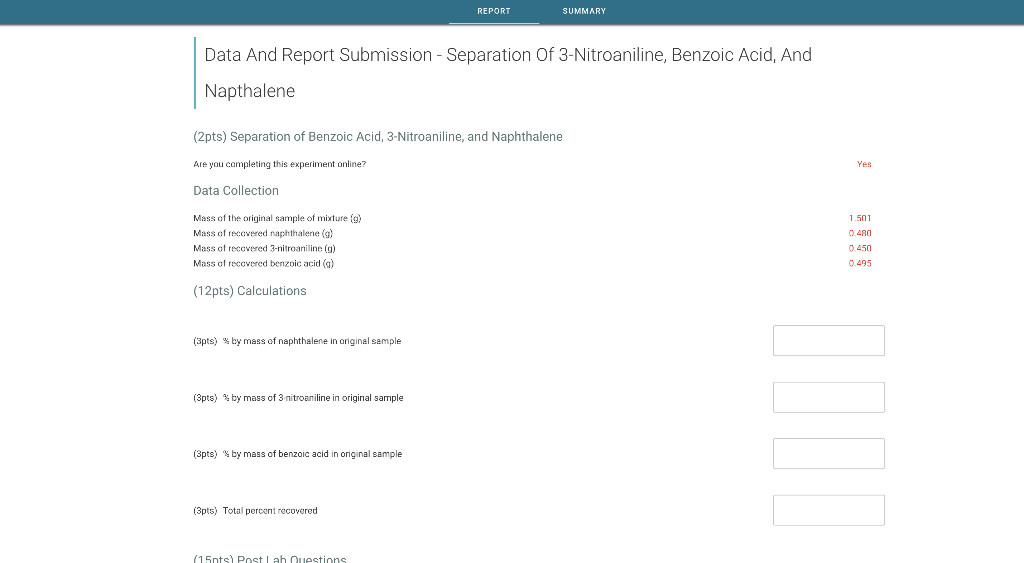 Solved REPORT SUMMARY Data And Report Submission - | Chegg.com