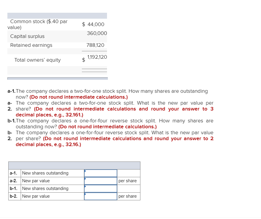 Solved Common stock $.40 par value) Capital surplus Retained | Chegg.com