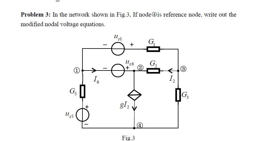 Solved Problem 3: In the network shown in Fig. 3. If node is | Chegg.com
