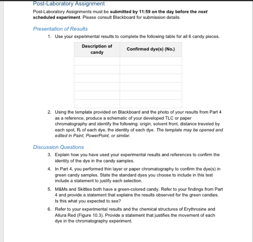 Assigniment Post-Laboratory Assignments must be | Chegg.com