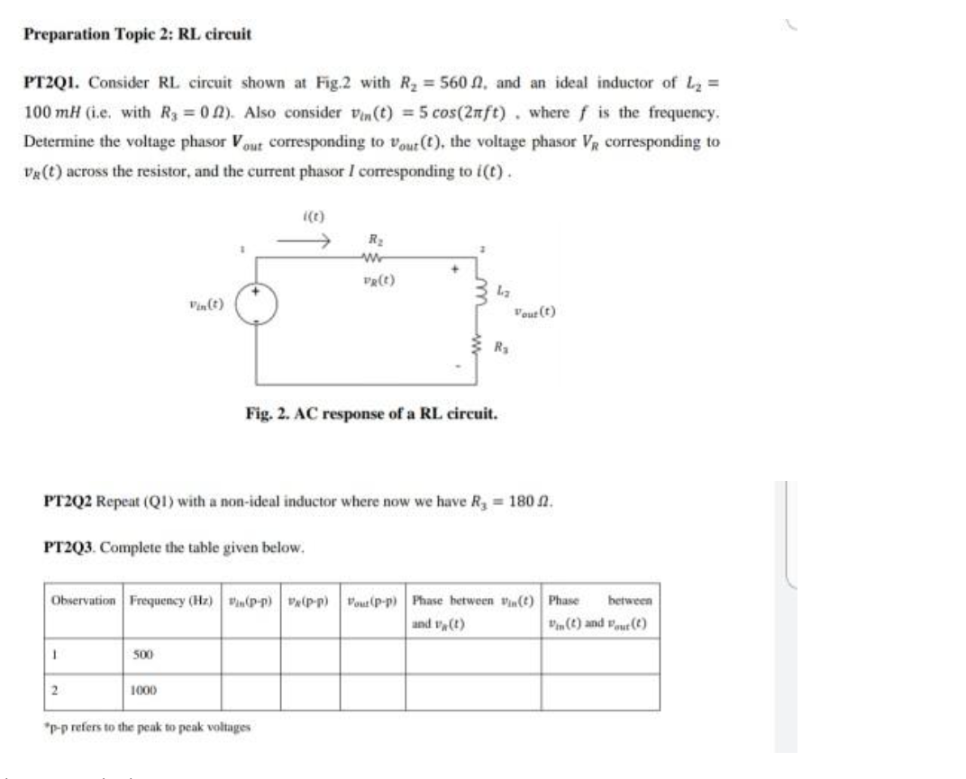 Solved Preparation Topic 2 Rl Circuit Pt2q1 Consider Rl