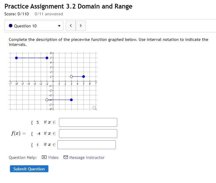 Solved Practice Assignment 3.2 Domain and Range Score: 0/110 | Chegg.com