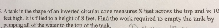 Solved . A tank in the shape of an inverted circular cone | Chegg.com