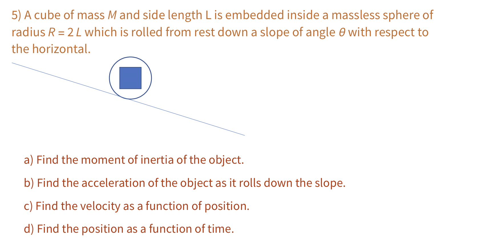 Solved 5) A cube of mass M and side length L is embedded | Chegg.com