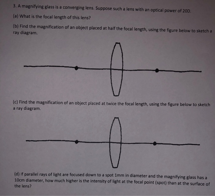 Solved 3. A magnifying glass is a converging lens. Suppose | Chegg.com