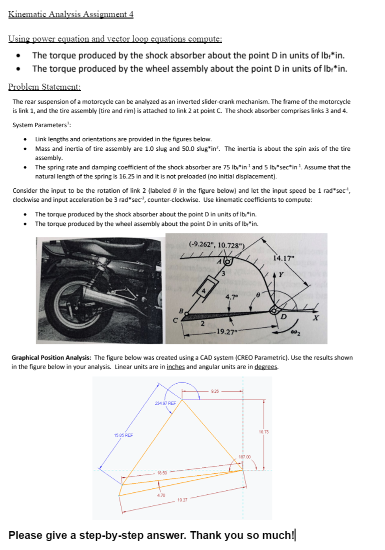 Solved Kinematic Analysis Assignment 4 Using power equation | Chegg.com