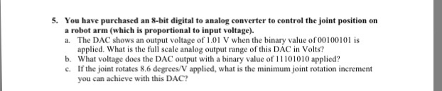 Solved You have purchased an 8-bit digital to analog | Chegg.com