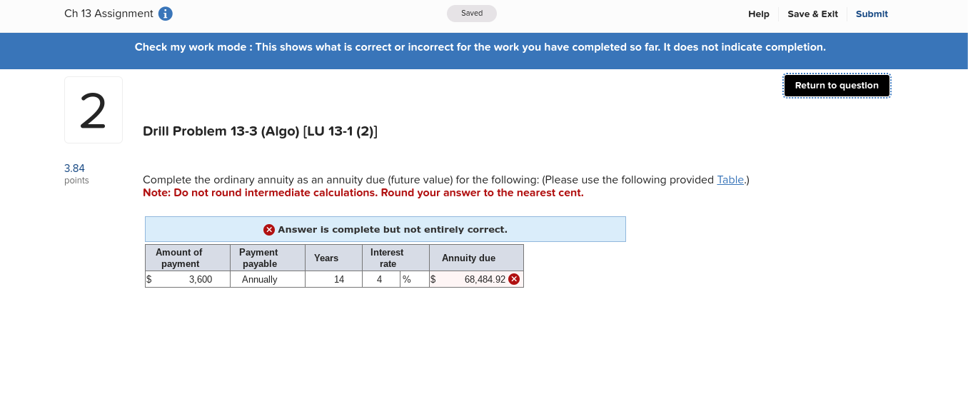 Solved Drill Problem 13-3 (Algo) [LU 13-1 (2)] Complete the | Chegg.com