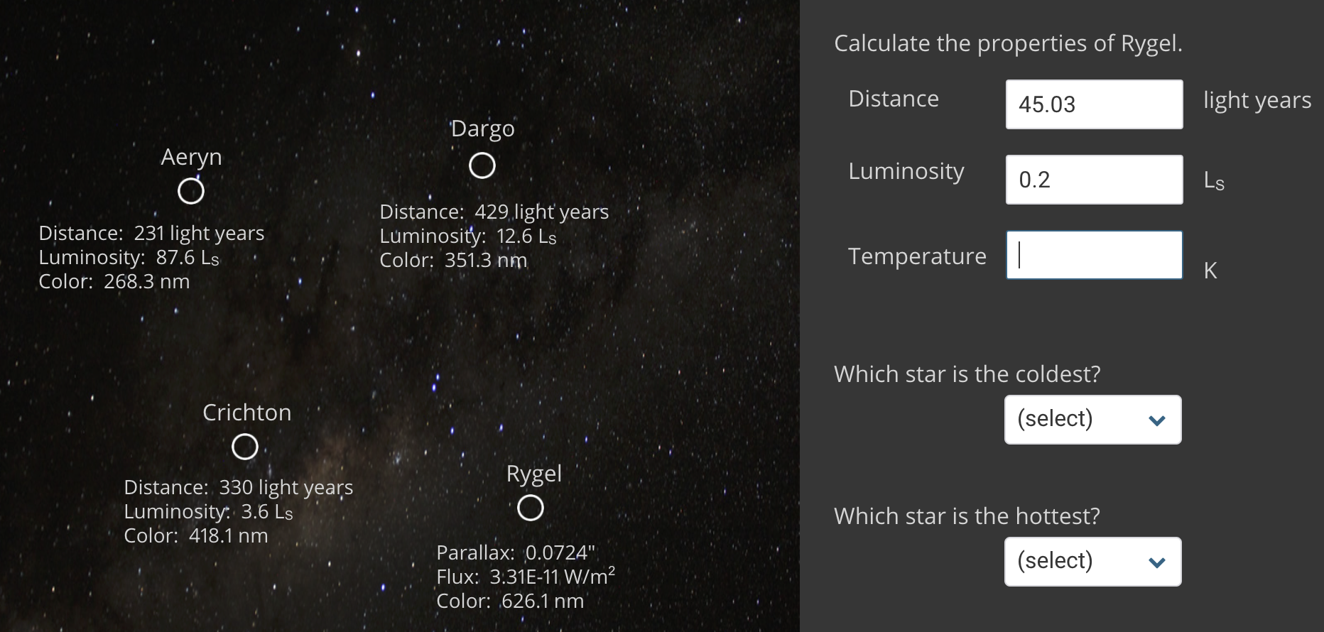 Solved Calculate the properties of Rygel. I'm not sure if I | Chegg.com