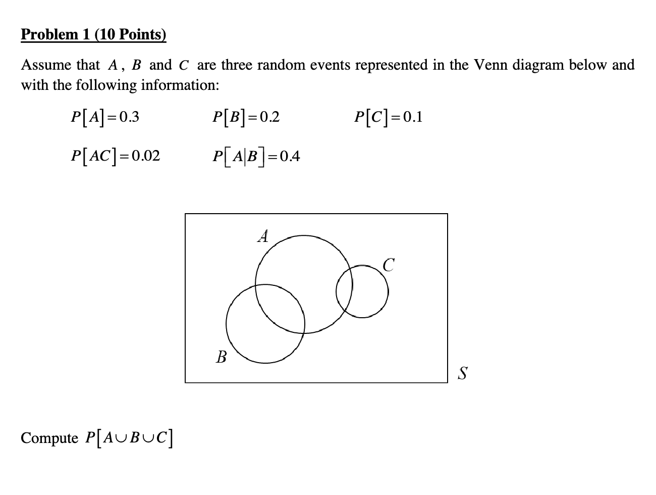Solved Problem 1 (10 ﻿Points)Assume that A,B ﻿and C ﻿are | Chegg.com