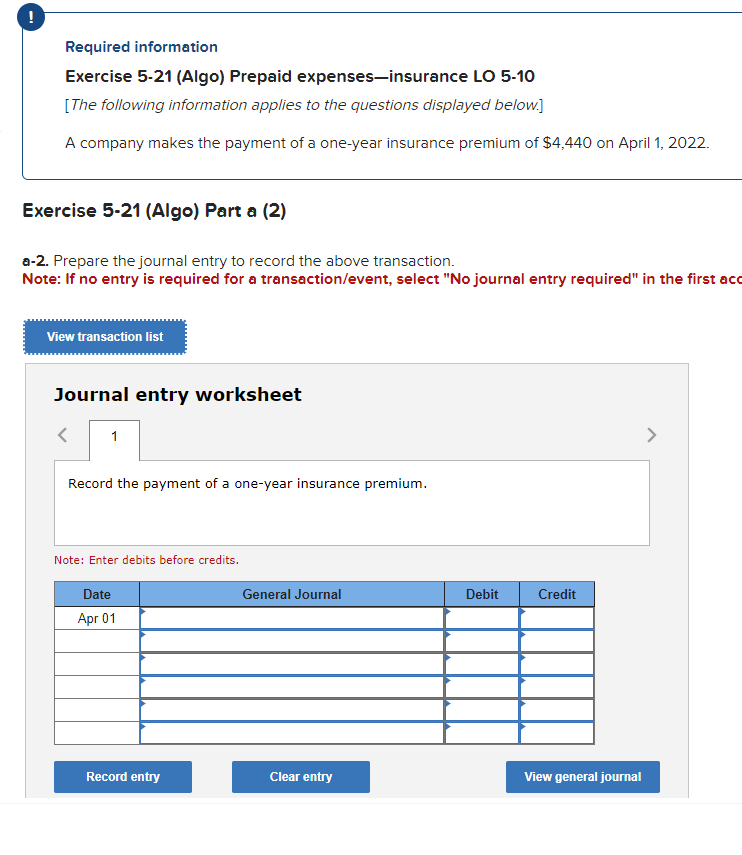Solved Required information Exercise 5-21 (Algo) Prepaid | Chegg.com Solved Required information Exercise 5-21 (Algo) Prepaid | Chegg.com