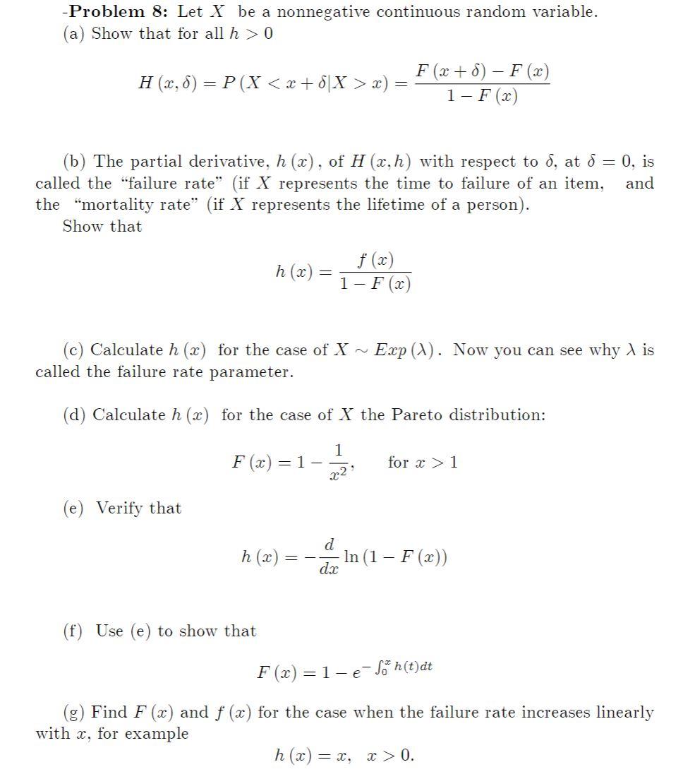 Solved -Problem 8: Let X be a nonnegative continuous random | Chegg.com