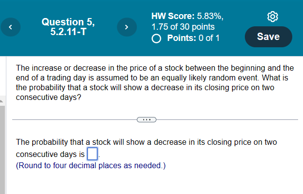 Solved The increase or decrease in the price of a stock | Chegg.com