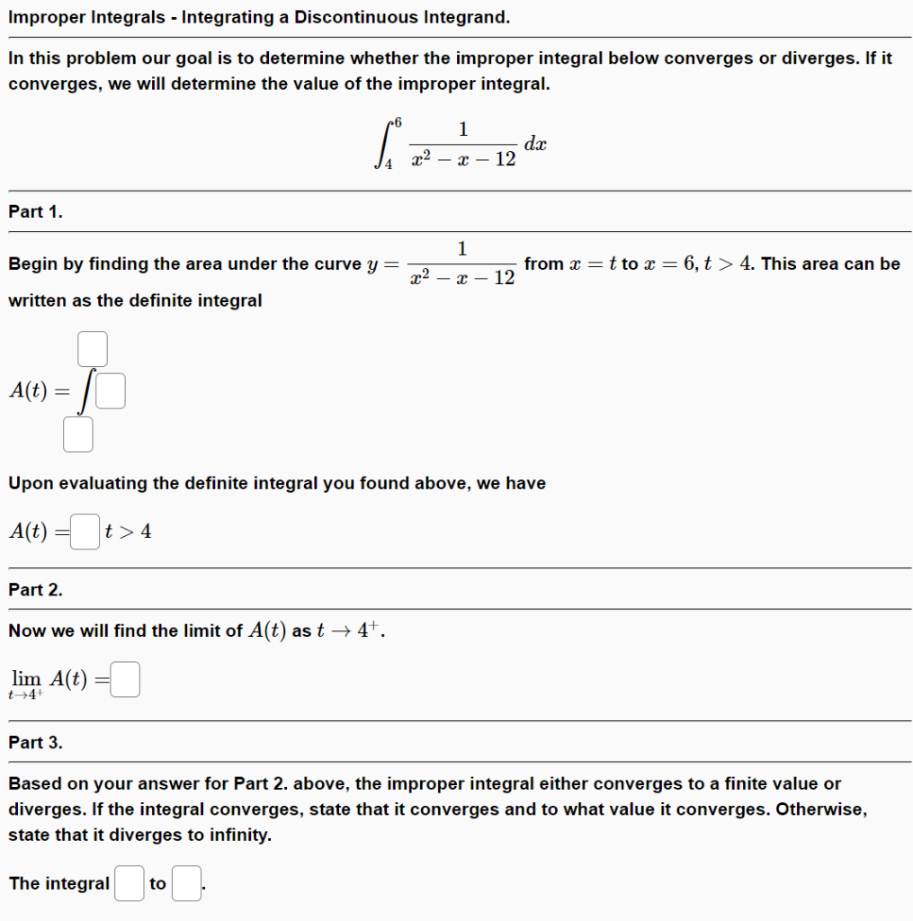Solved Improper Integrals - Integrating a Discontinuous | Chegg.com