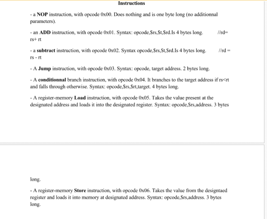Solved Instructions -a NOP instruction, with opcode 0x00. | Chegg.com