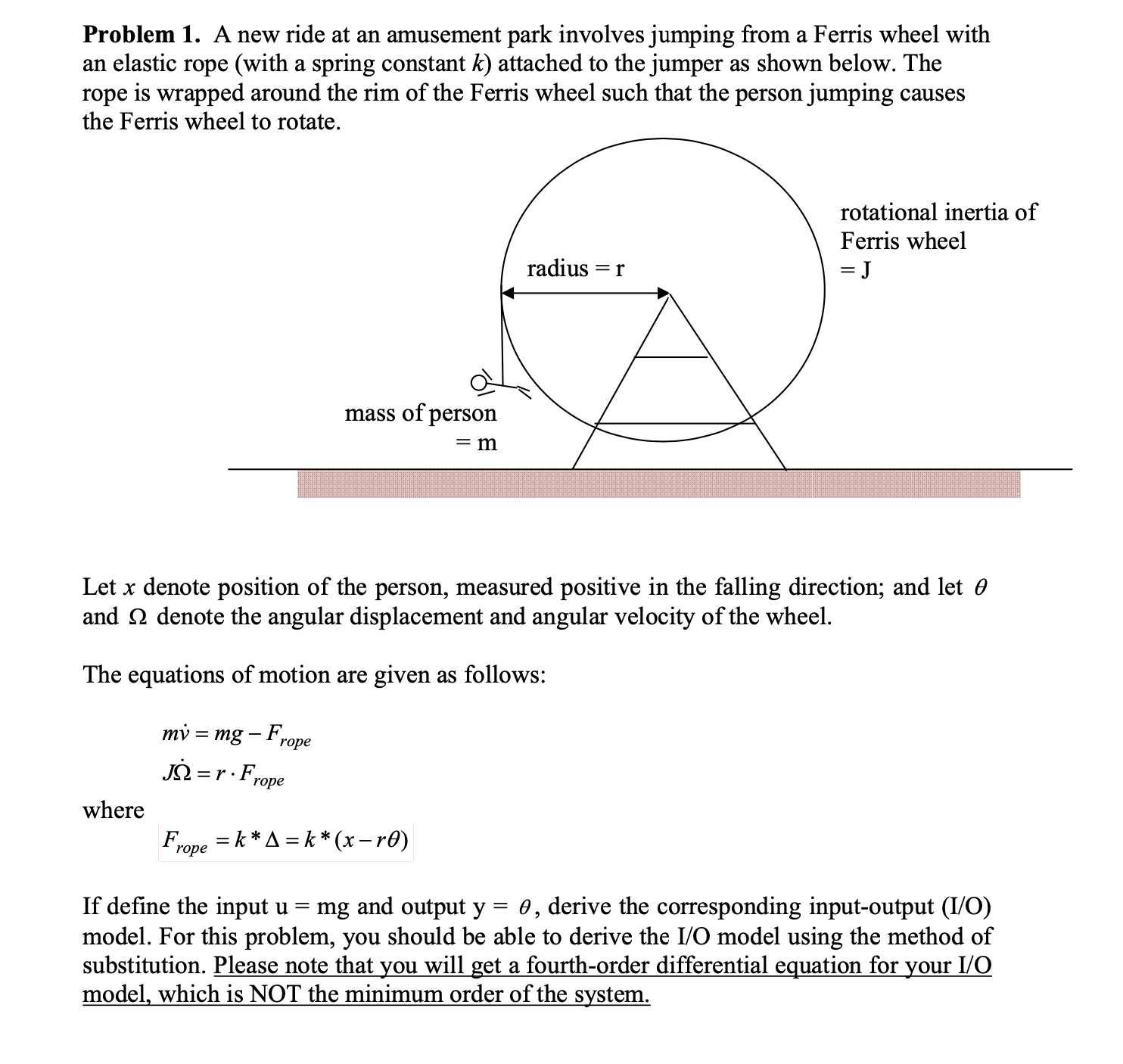 Solved Problem 1. A new ride at an amusement park involves | Chegg.com