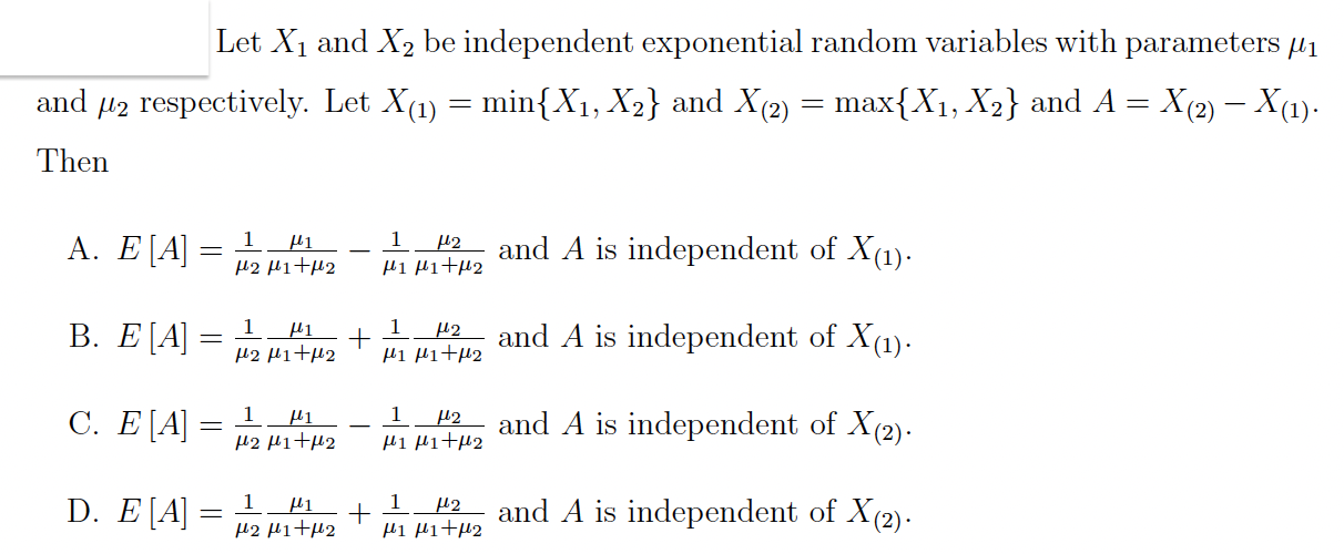 Solved Let X1 and X2 be independent exponential random | Chegg.com