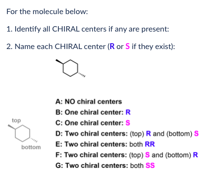 Solved A: NO chiral centers B: One chiral center: R C: One | Chegg.com