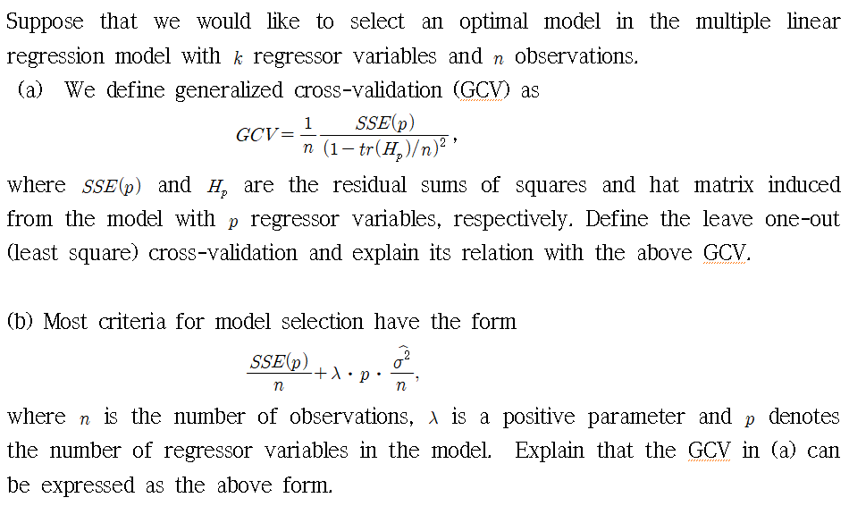 Solved 1 Suppose that we would like to select an optimal | Chegg.com